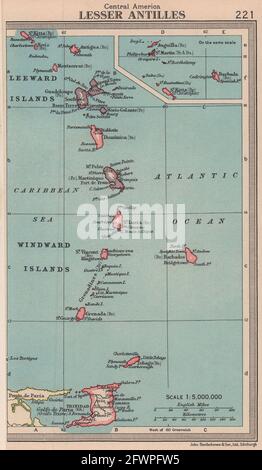 LESSER ANTILLES. Windward & Leeward islands. Puerto Rico. Trinidad 1944 ...