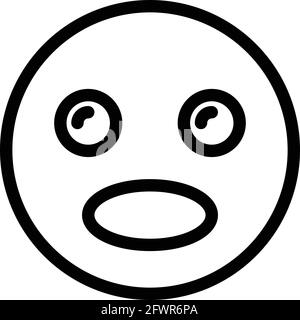 Scared face linear icon. Smiley with open mouth. Thin line illustration ...