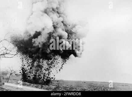 Explosion of an artillery shell at the front during the Battle of ...