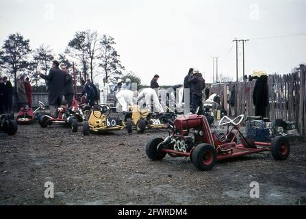 Hertfordshire, England. 1962. A go-kart race meeting at Rye House Kart ...