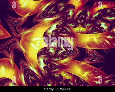Alien, design display with fractals, creative background plant leaves ...