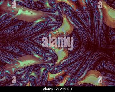 Alien, design display with fractals, creative background plant leaves ...