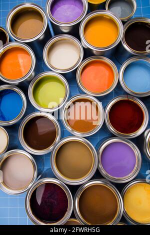 Colours paint can Rainbow colors background Stock Photo - Alamy