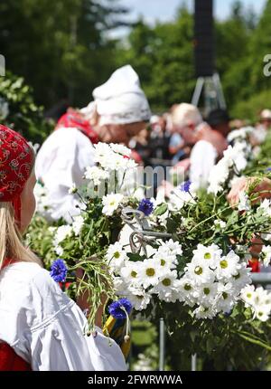 Midsummer celebration at Skansen in the city of Stockholm, Sweden Stock ...