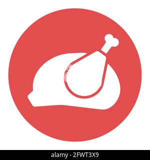 Whole roast chicken vector glyph icon food meat. Barbecue and bbq grill ...
