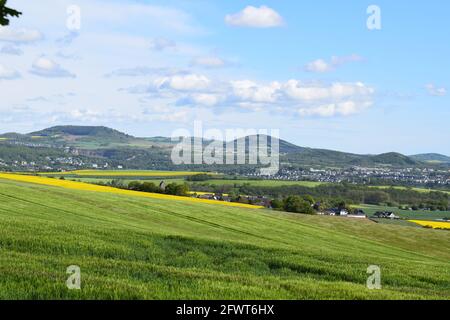 spring landscape and small town Mayen, Eifel Stock Photo - Alamy