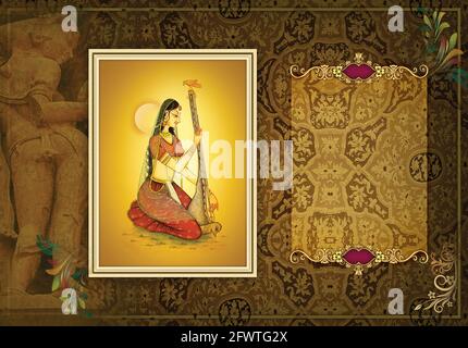 Indian Art Painting of Ragini, Table Calendar Design Stock Photo - Alamy