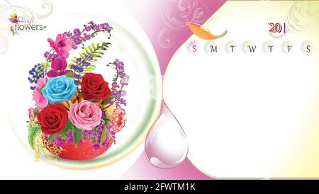 Flower with Vase Arrangement, Table Calendar Layout Design Stock Photo ...