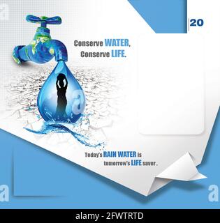 Save Water Table Calendar Layout Design, Save Water Design Idea Stock ...