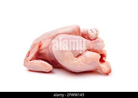 Raw chicken carcass isolated on white background Stock Photo - Alamy