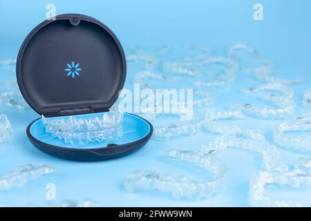 Invisalign transparent brackets container and package. Cleaning ...