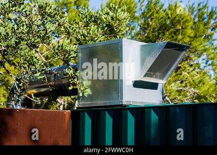 Industrial Kitchen Air circulation ventilation on metal tube system ...