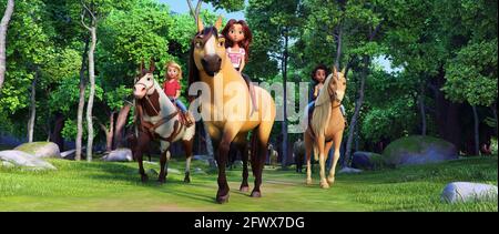SPIRIT UNTAMED, from left: Abigail Stone (voice: Mckenna Grace) riding ...