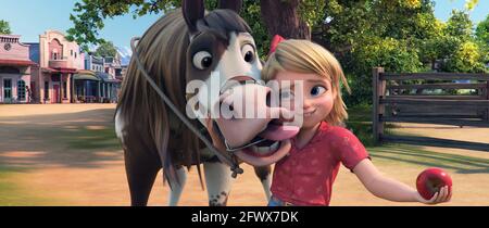 SPIRIT UNTAMED, from left: Abigail Stone (voice: Mckenna Grace) riding ...