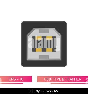Set, USB type C-front view of the mother and father connector in a ...