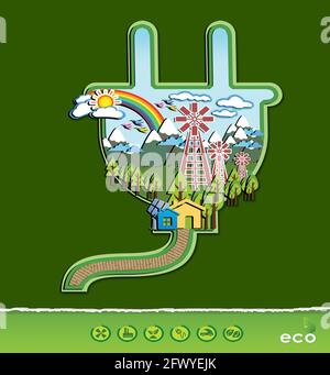 Save Earth Concept, Green Earth Layout Stock Photo - Alamy