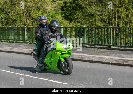 Kawasaki Motorbike rider; two wheeled transport, motorcycles, vehicle ...