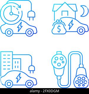 Electric vehicle charging gradient linear vector icons set Stock Vector ...