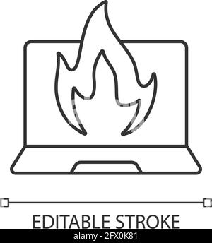 Computer Fire isolated. burning Computer. data processor Vector Stock ...