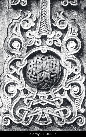 Distressed overlay texture of concrete with ornament, pattern. grunge ...