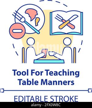Table manners. Cutlery etiquette. Vector icon set simple flat. Eating ...