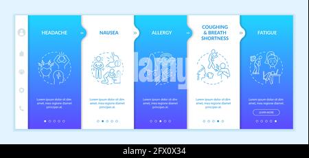 Air pollution disease symptoms onboarding mobile app page screen with ...