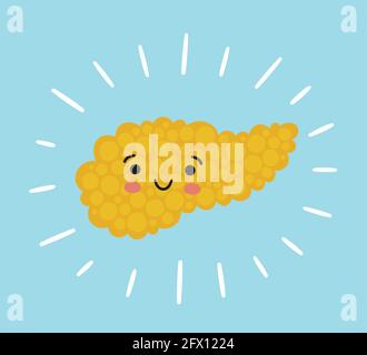 Pancreas kawaii healthy character with smile. Drawing of a healthy ...