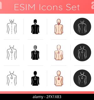Bad posture problems linear icons set Stock Vector Image & Art - Alamy
