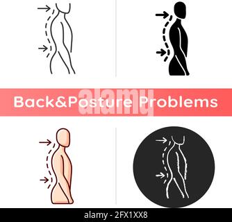 Lumbar lordosis line icon, curvature and vertebra, lordosis vector icon ...
