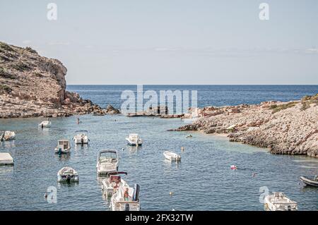 IBIZA, SPAIN - Aug 07, 2020: Beautiful beach scenes with views out to ...