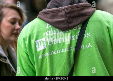 Charity fundraiser collector also known as chuggers, working for Scope ...
