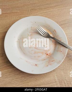 empty plate left after dinner Stock Photo - Alamy