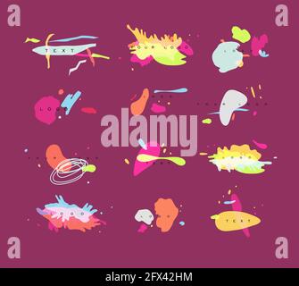 Design symbols drawing in vivid stylish abstract art on white ...