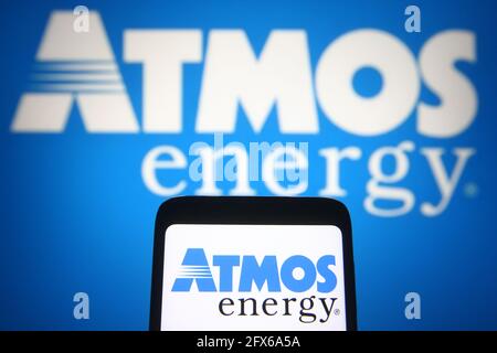 In this photo illustration the Atmos Energy Corporation logo is seen ...