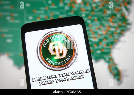 In this photo illustration, the Old Dominion Freight Line (ODFL) logo ...