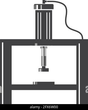 Manual press machine vector icon symbol tools isolated on white ...