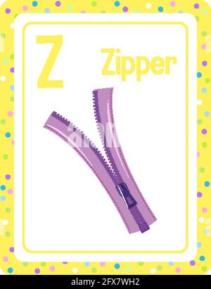 Alphabet flashcard with letter Z for Zipper illustration Stock Vector ...
