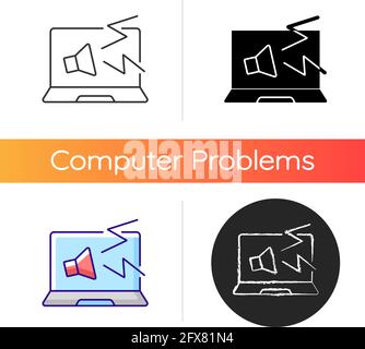 Computer makes strange noises chalk white icon on black background ...