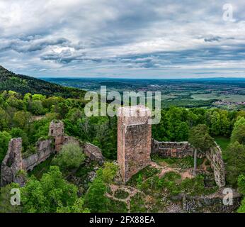 Landsberg Castle, Alsace, France. Drone view Stock Photo - Alamy