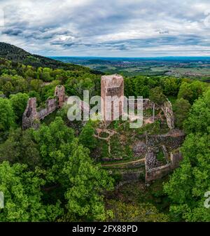 Landsberg Castle, Alsace, France. Drone view Stock Photo - Alamy