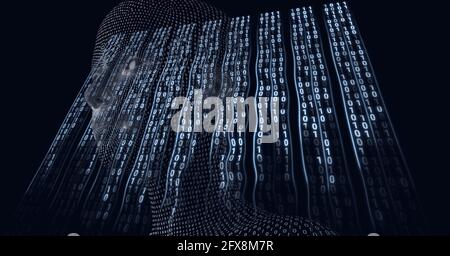 Composition of human bust and binary coding processing Stock Photo - Alamy
