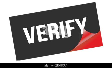 VERIFY text written on black orange sticker stamp Stock Photo - Alamy