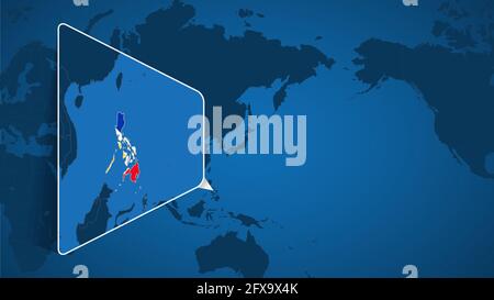Zoom on Philippines Map and Flag. World Map Stock Vector Image & Art ...