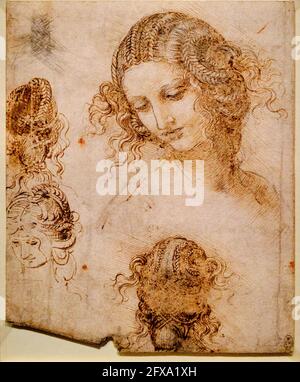 The 'Head of Leda' by Leonardo da Vinci is a famous study for a larger ...