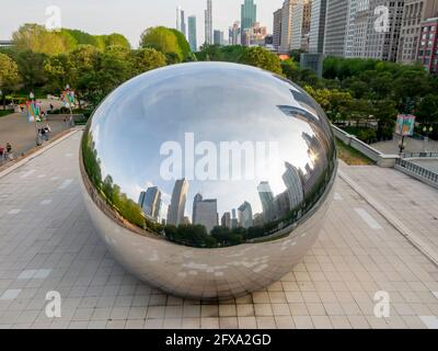 Aerial view of the modern sculpture known at The Bean in Millennium ...
