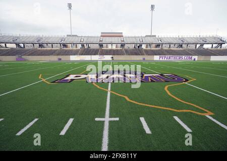 A general view of logo at midfield of Panther Stadium at Blackshear ...