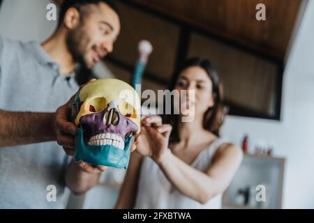 Skull of a man 35-40 years old killed with bone arrows. 3500 BC ...