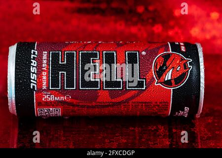 Szikszó, Hungary - May 24, 2021: Hell Energy Drink , popular energy ...