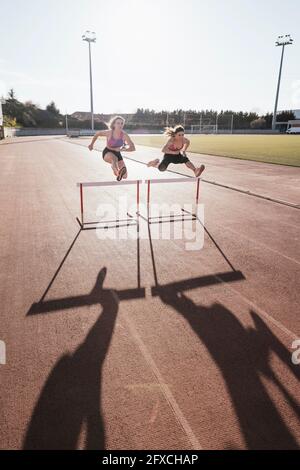 Female Athletes Training on Track Wheelchair Athlete and Hijab-Wearing ...