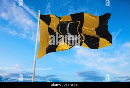Maryland state map with waving flag. Alpha channel background Stock ...